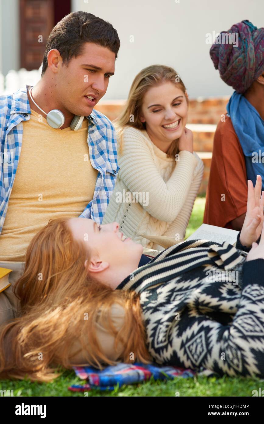 Group students taking break in hi-res stock photography and images - Alamy