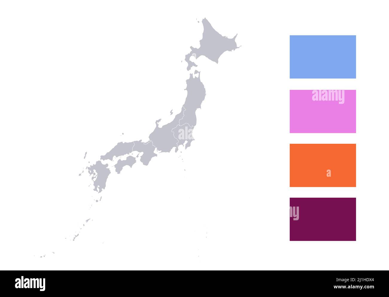Japan country outline on map of asia hi-res stock photography and ...