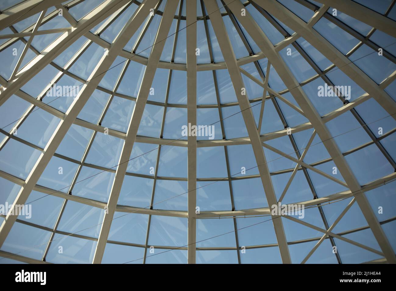 Dome is made of glass. Architecture details. Roof is in shape of sphere ...