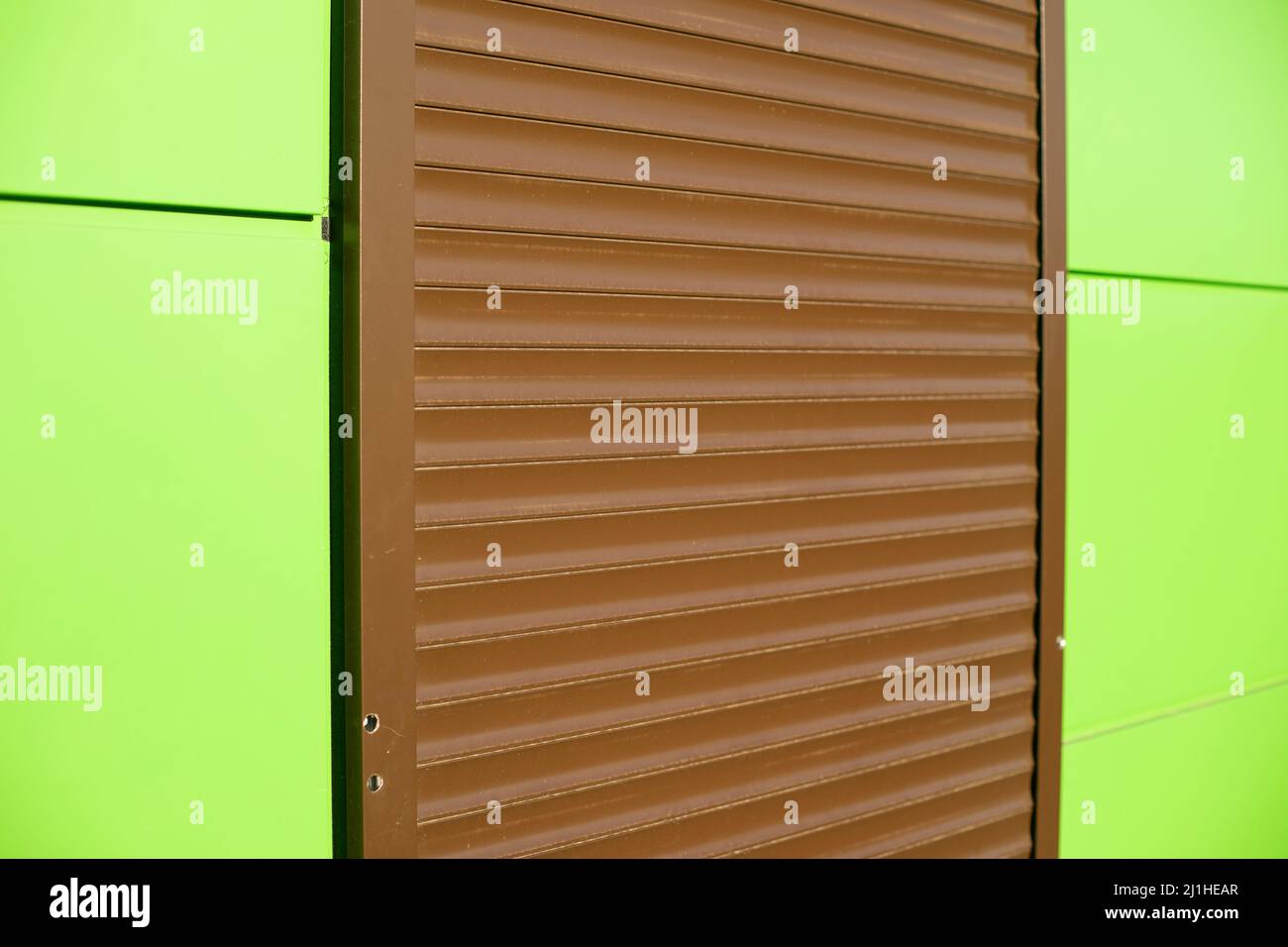 Protective door. Entrance to building. Door lock. Facade of building ...