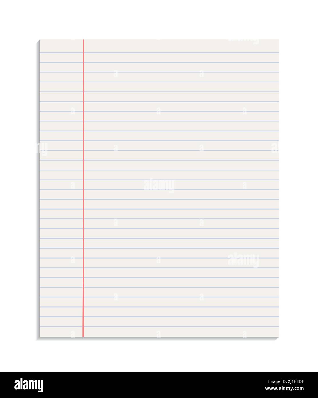 Realistic sheet of lined paper from a notebook, blank paper torn from a ...