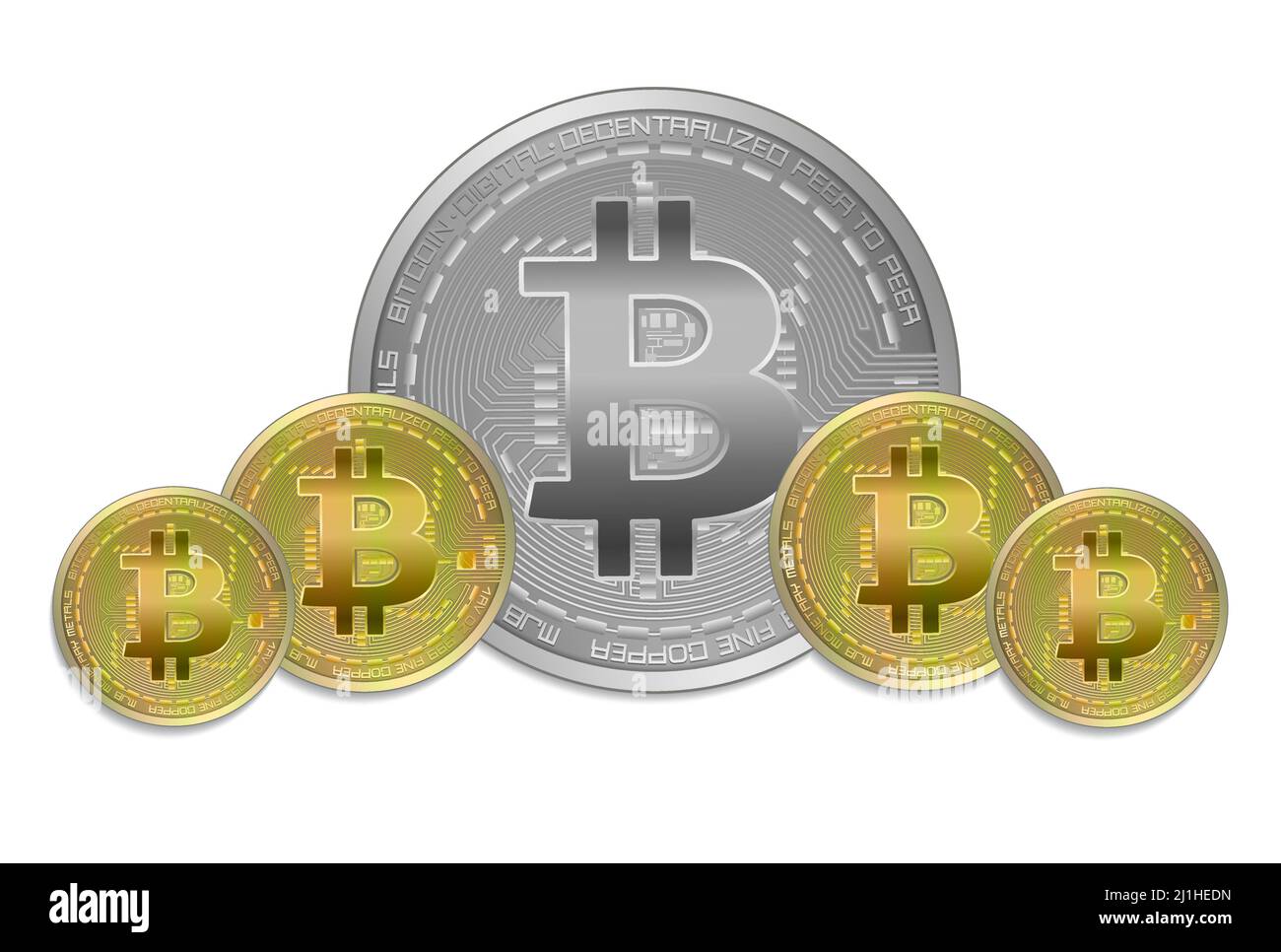 Bitcoin coins, isolated on white background vector Stock Vector Image ...