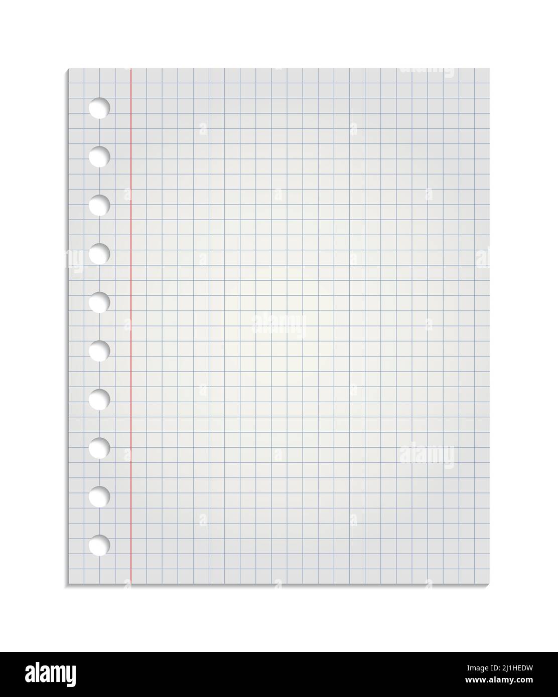 Realistic sheet of squared paper from a exercise book, paper torn from ...