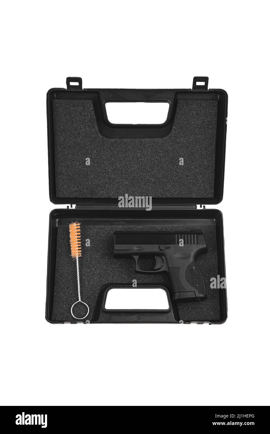 Modern small semi-automatic pistol. A short-barreled weapon for self ...