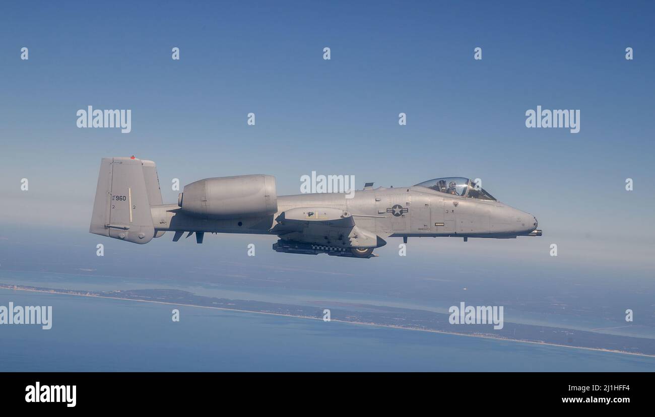 Maj Eric Hickernell from the 40th Flight Test Squadron flies an A-10C ...