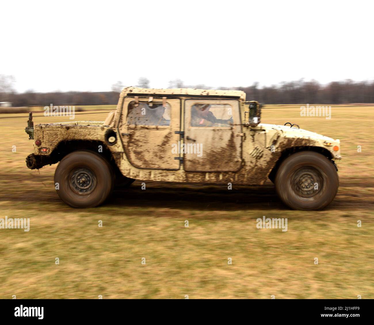A Michigan Army National Guard Humvee is used to give demonstration ...