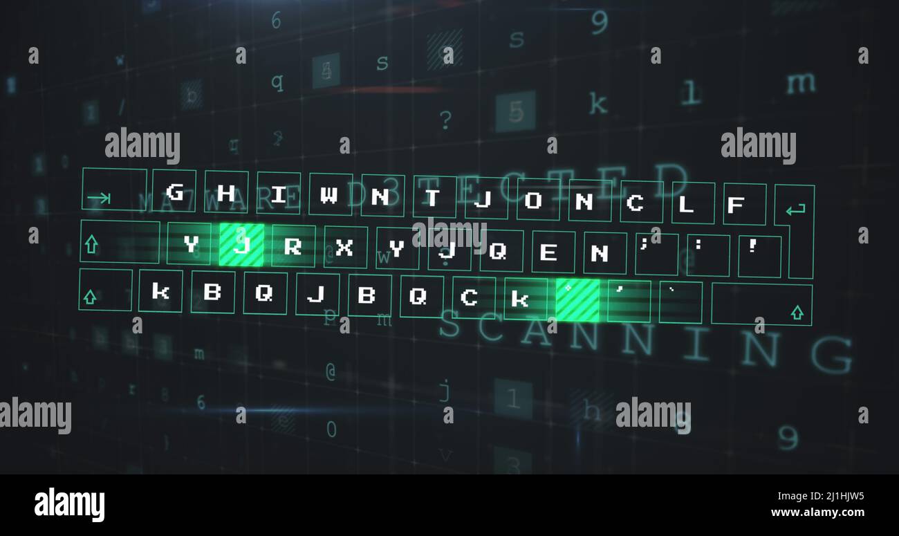 Image of data processing and keyboard on black background Stock Photo ...