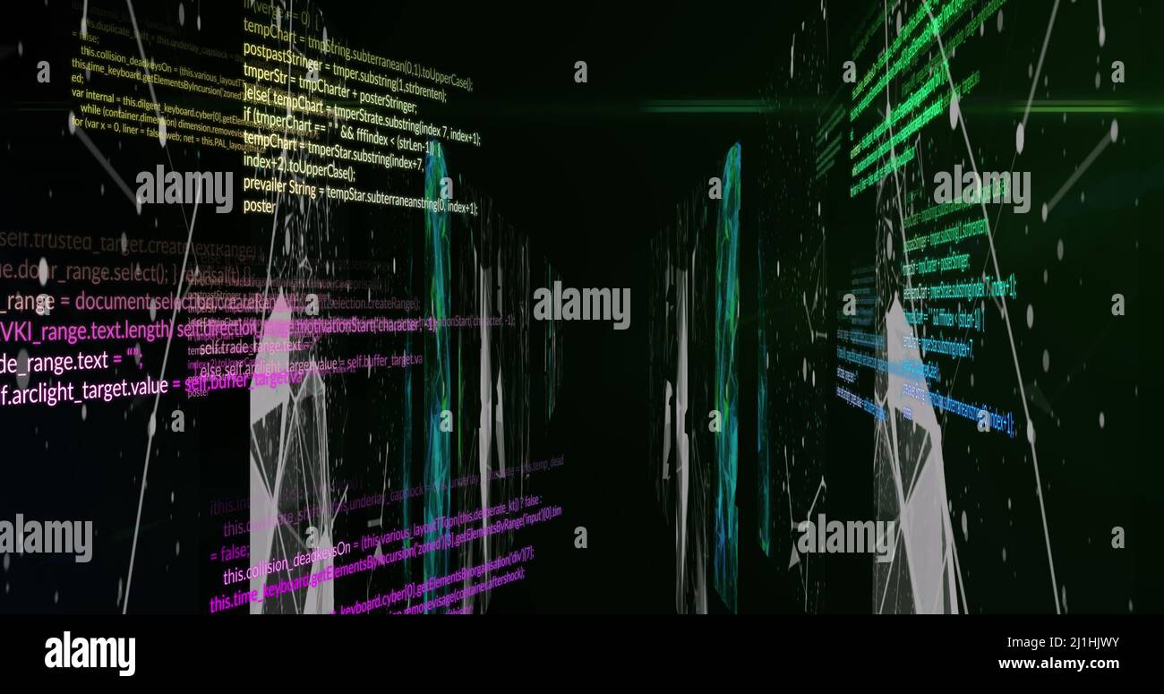 Image of data processing on black background Stock Photo - Alamy