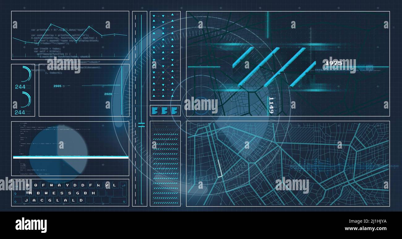 Image of data processing on black background Stock Photo - Alamy