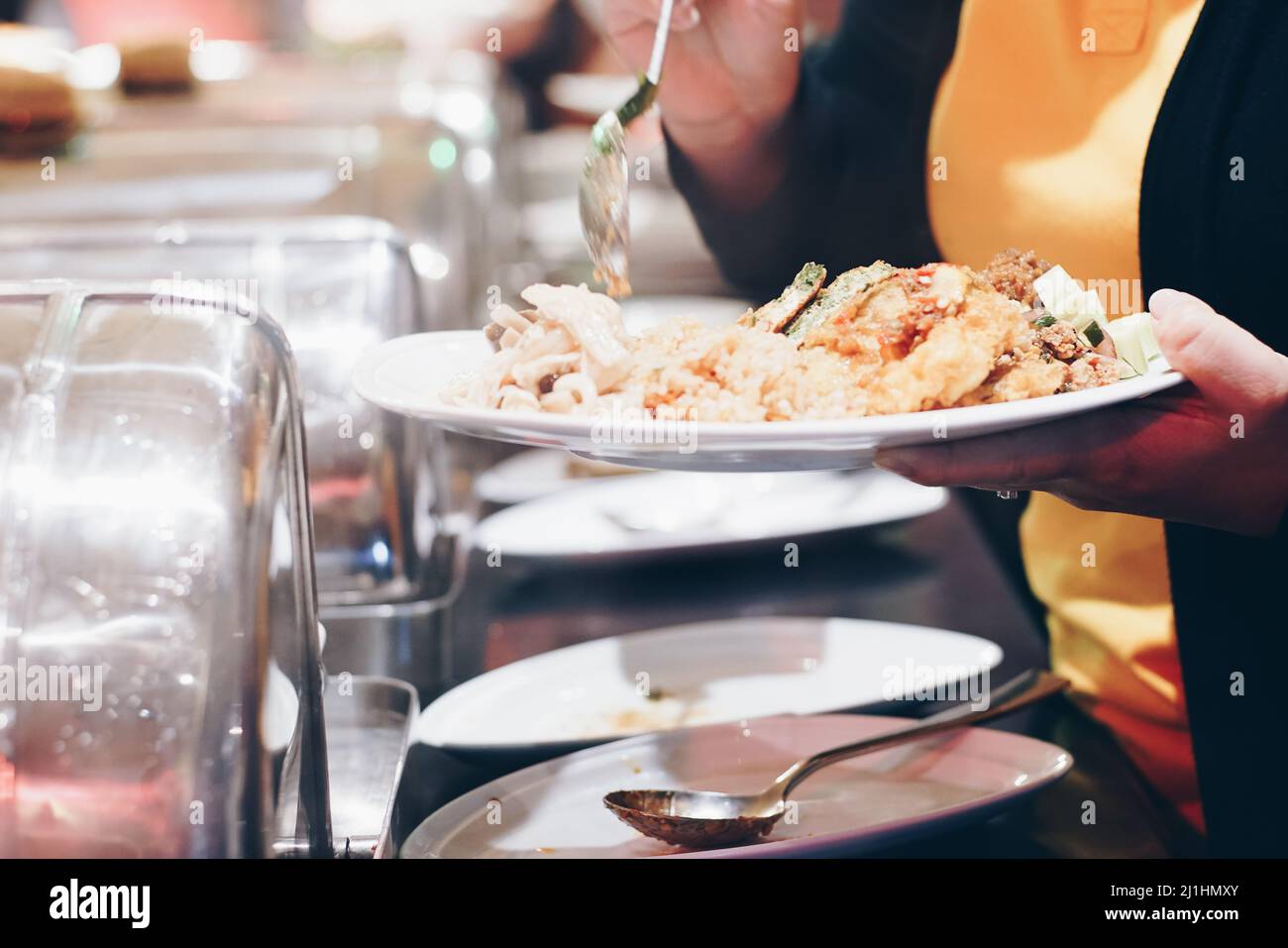 Crowd of people enjoying buffet food meal dining Food Options Eating ...