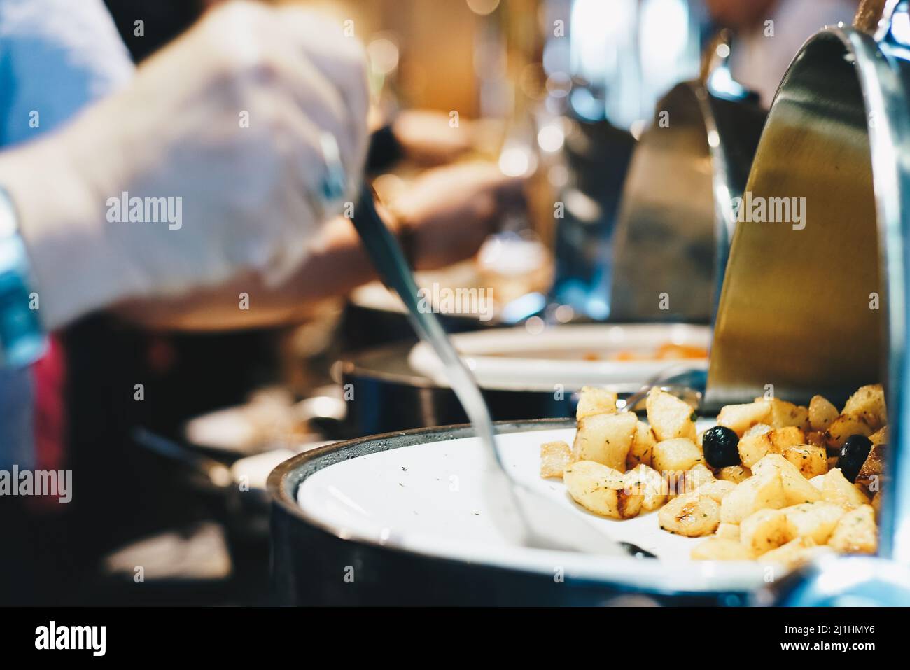 Crowd of people enjoying buffet food meal dining Food Options Eating ...