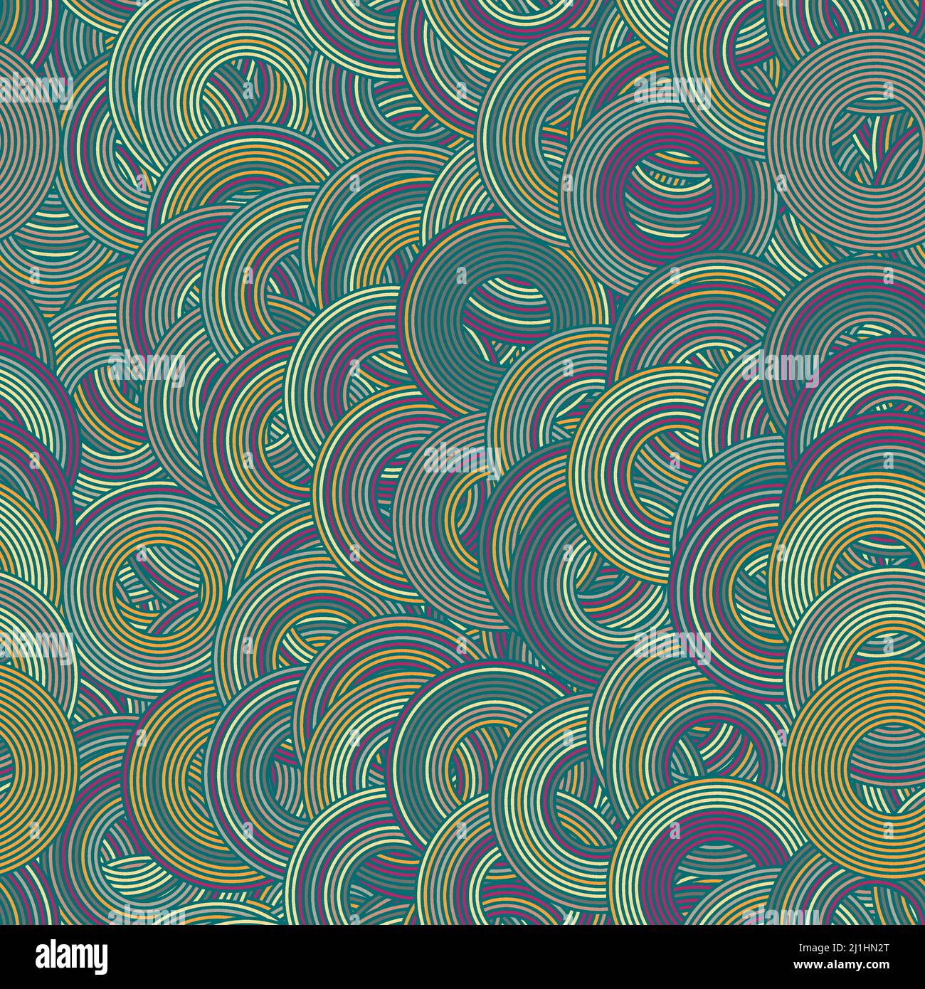 Seamless concentric circle in retro colors dizzy surface pattern design ...