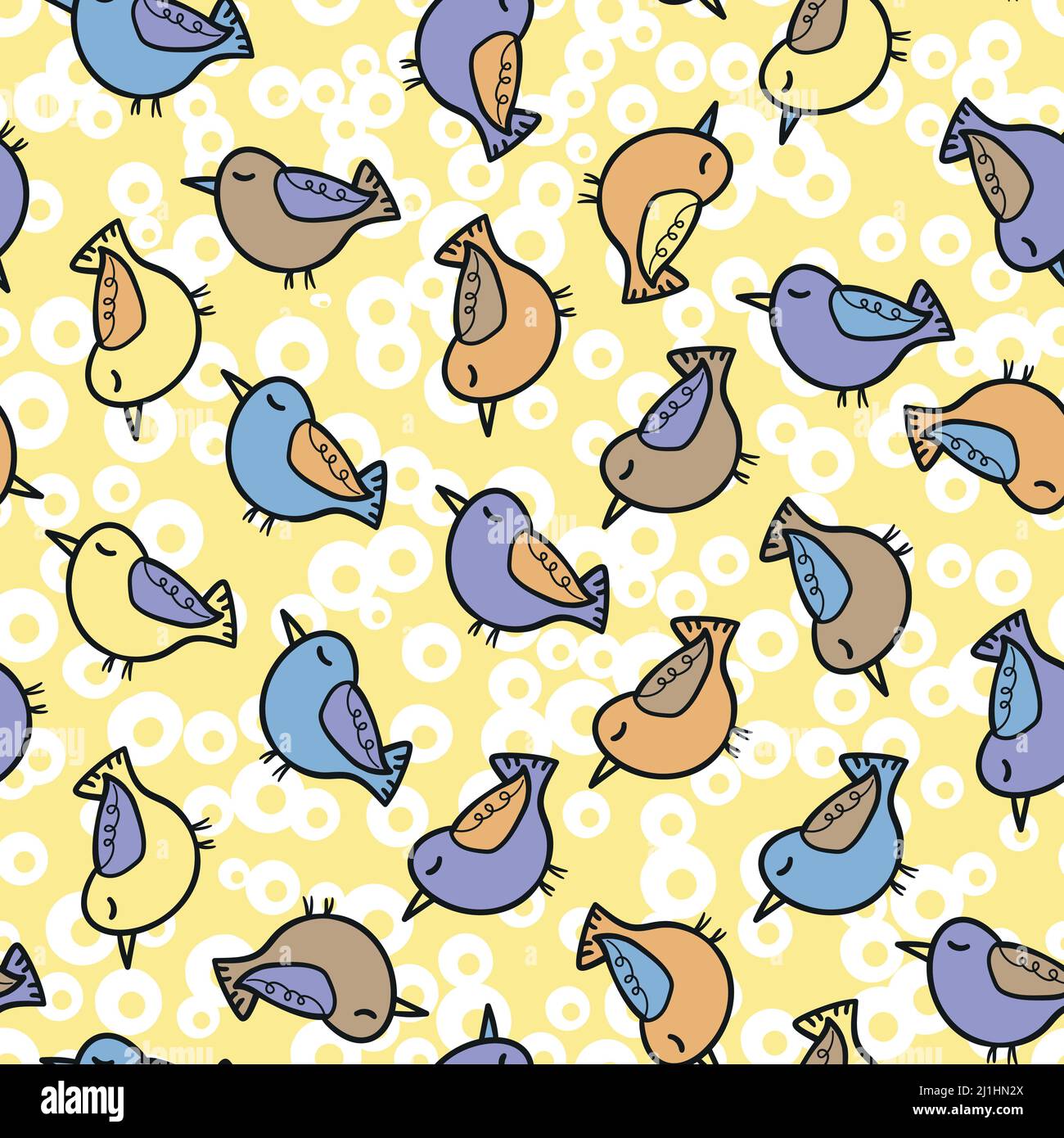 Seamless pattern with funny colorful birds. Color flat vector ...