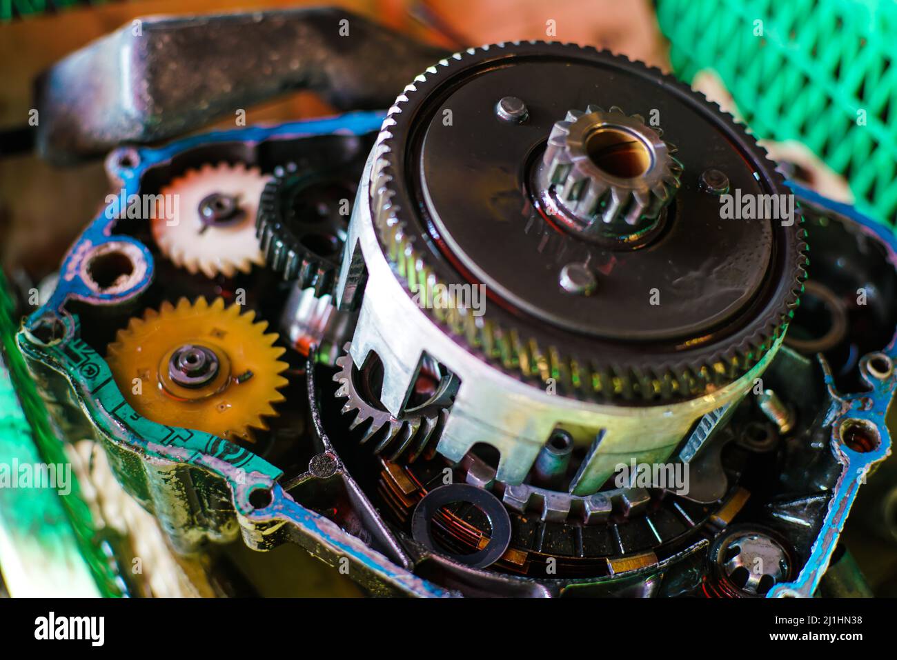 Repairing motorcycle machine part of motorcycle engine overhaul, fixing ...