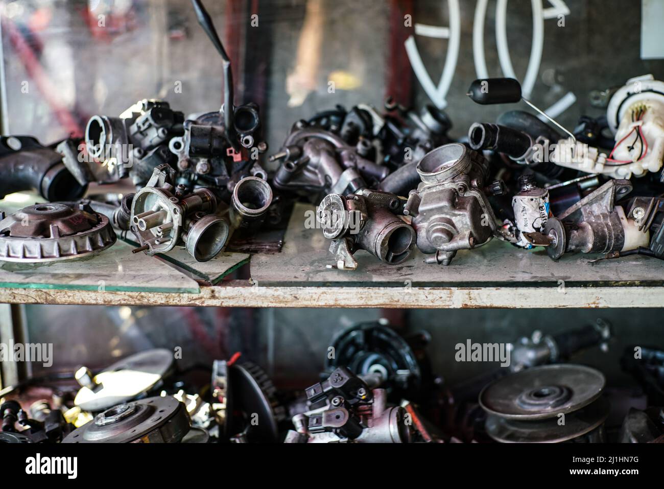 Repairing motorcycle machine part of motorcycle engine overhaul, fixing ...