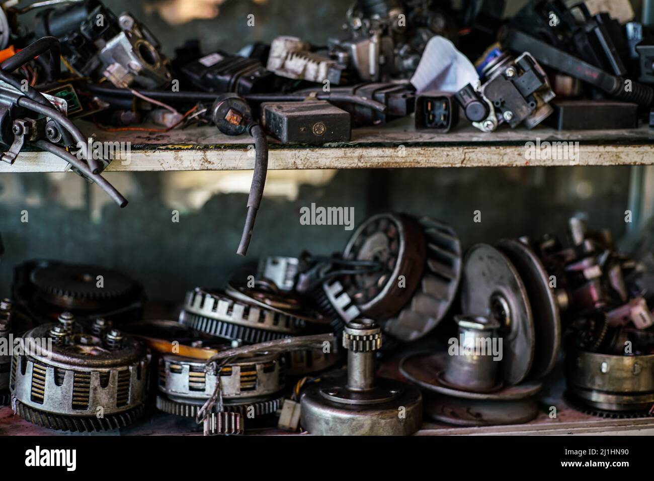 Repairing motorcycle machine part of motorcycle engine overhaul, fixing ...