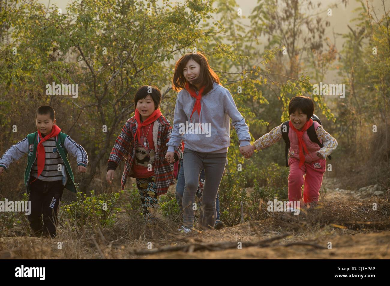 Teacher and student outdoor activities Stock Photo - Alamy