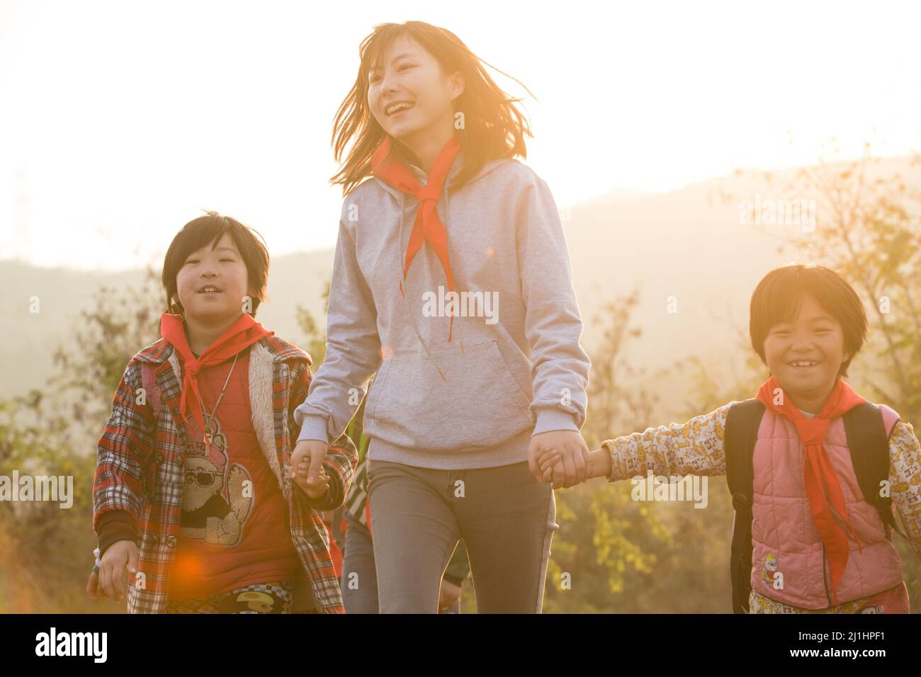 Teacher and student outdoor activities Stock Photo - Alamy
