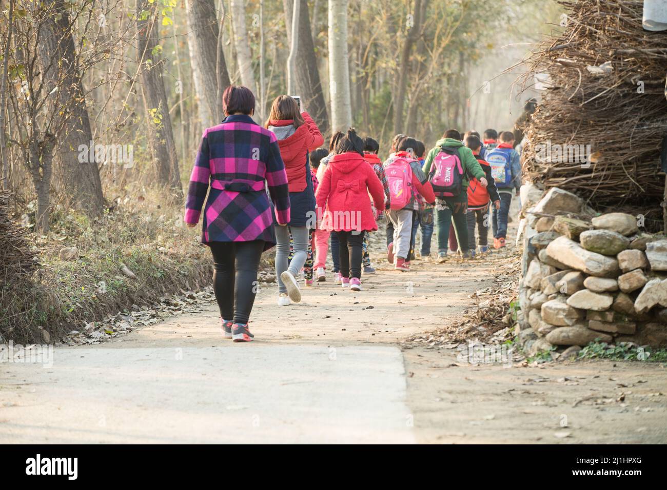 Teacher and student outdoor activities Stock Photo - Alamy