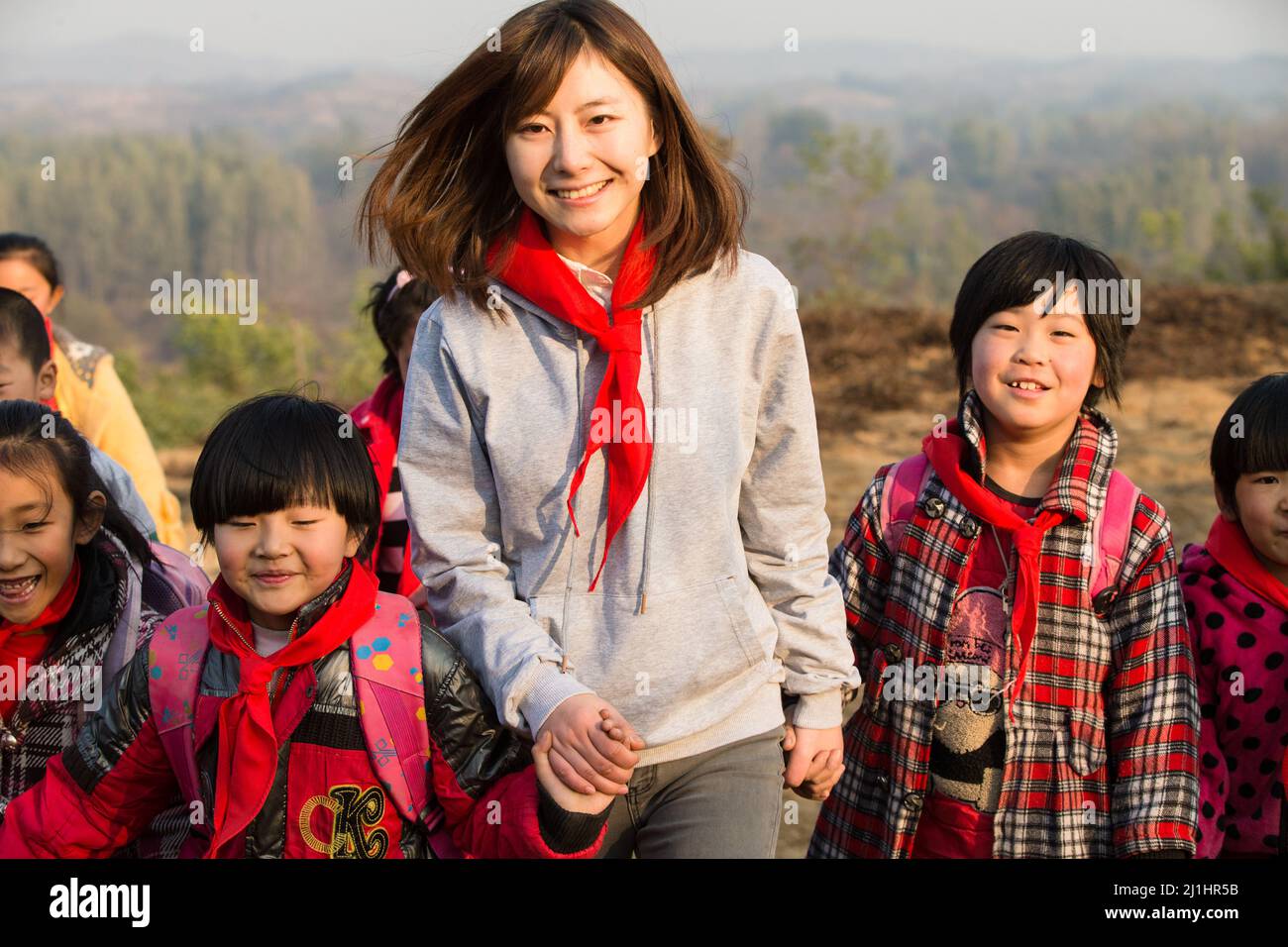 Teacher and student outdoor activities Stock Photo - Alamy