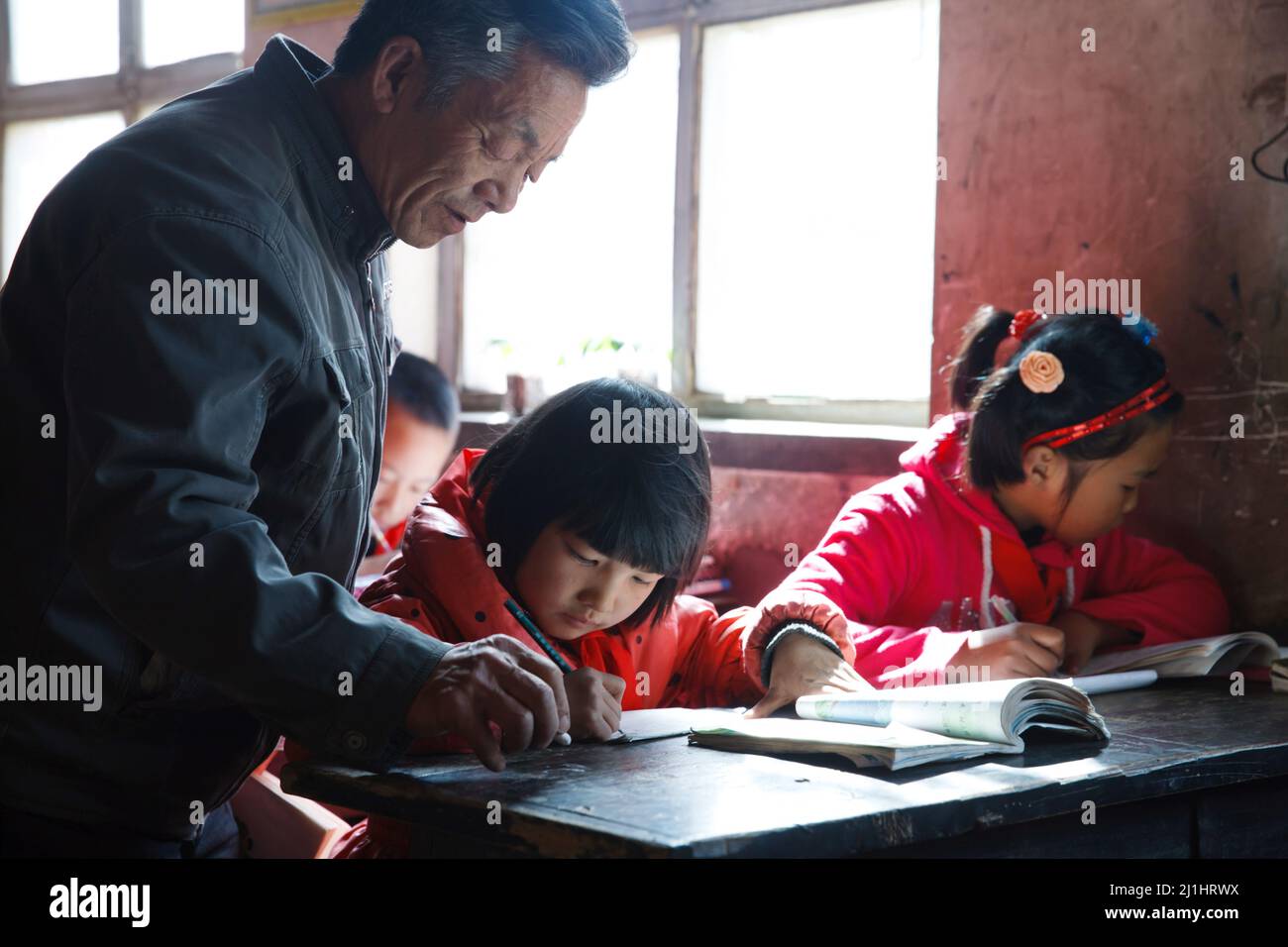 Rural pupils and teacher Stock Photo - Alamy