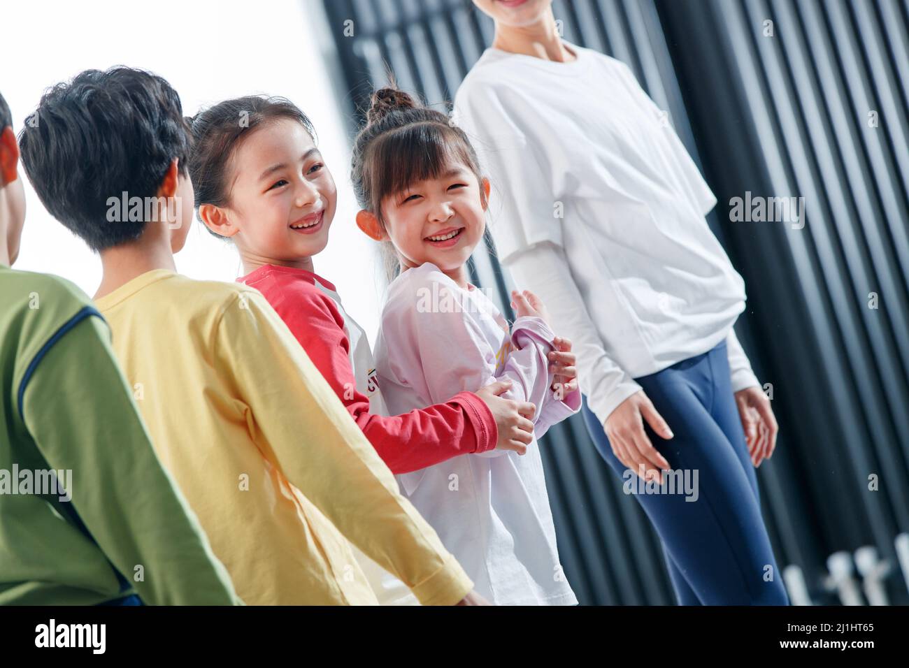 Physical fitness training on teachers and students Stock Photo - Alamy
