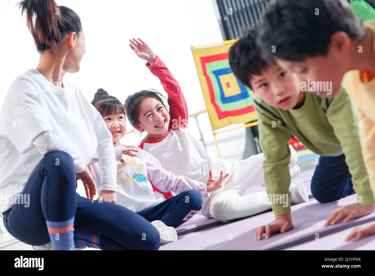 Physical fitness training on teachers and students Stock Photo - Alamy