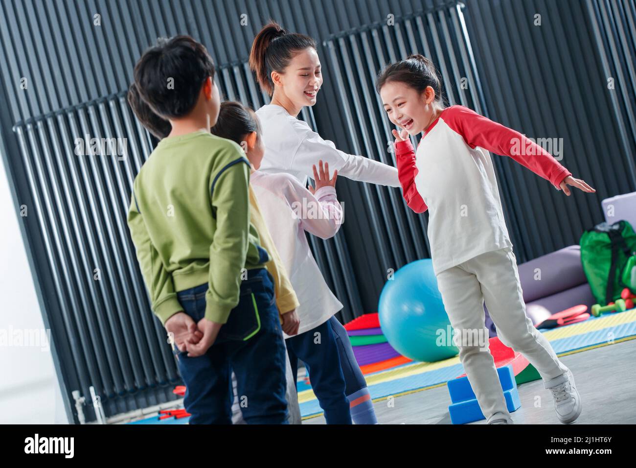 High-five each other between the students physical training session ...