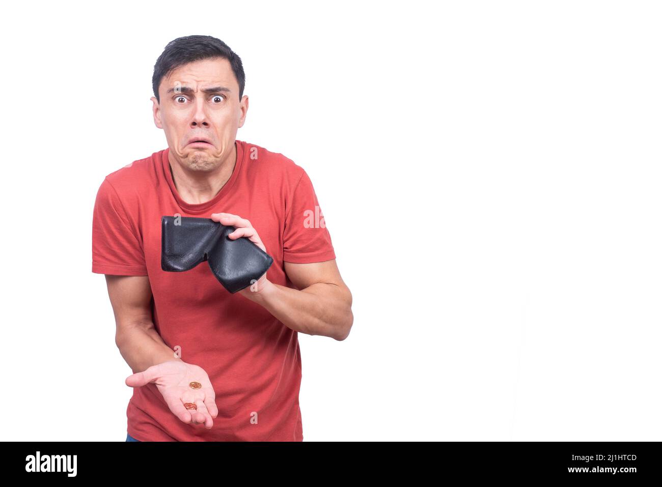 Poor guy shocked by having no money Stock Photo - Alamy