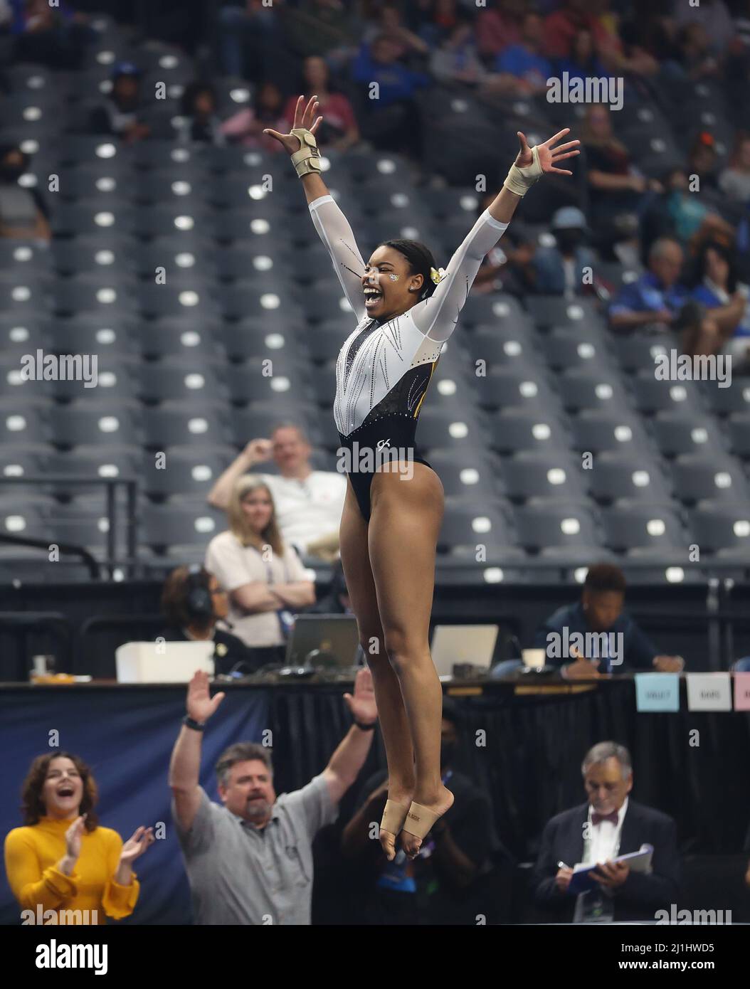 Birmingham, AL, USA. 19th Mar, 2022. Missouri's Jocelyn Moore leaps ...