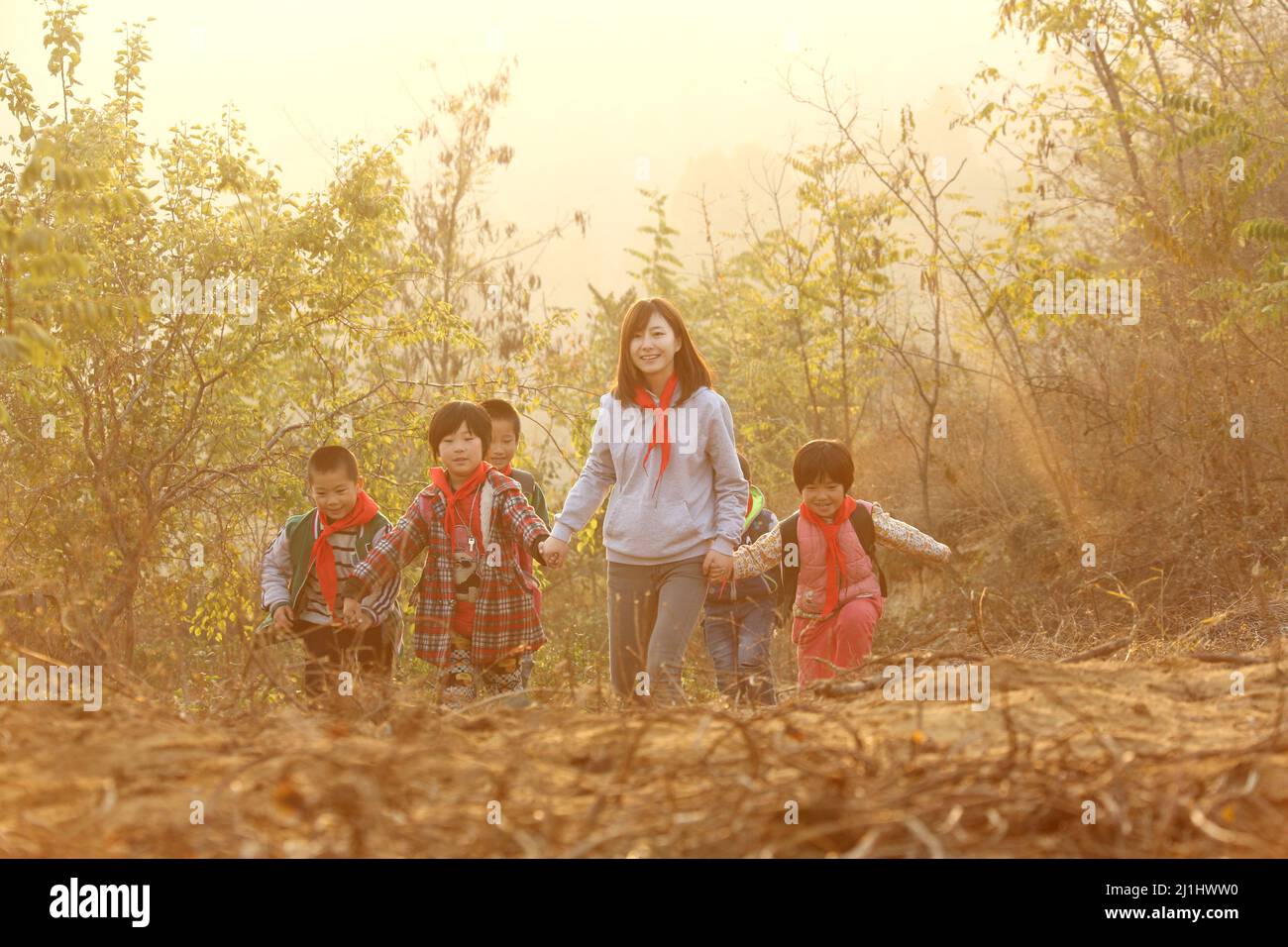 Outdoor activities for rural women teachers and students Stock Photo ...