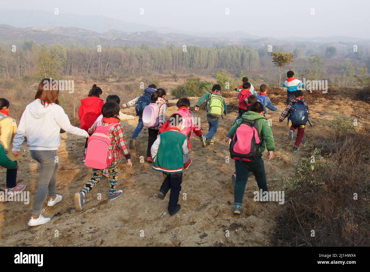 Outdoor activities for rural women teachers and students Stock Photo ...