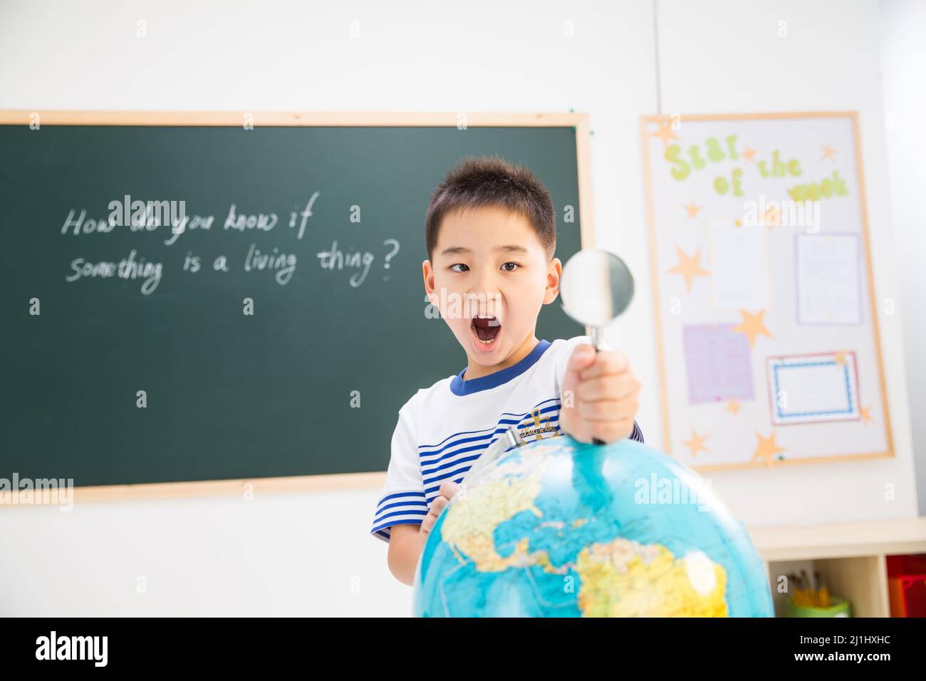 Primary school boy in the classroom Stock Photo - Alamy