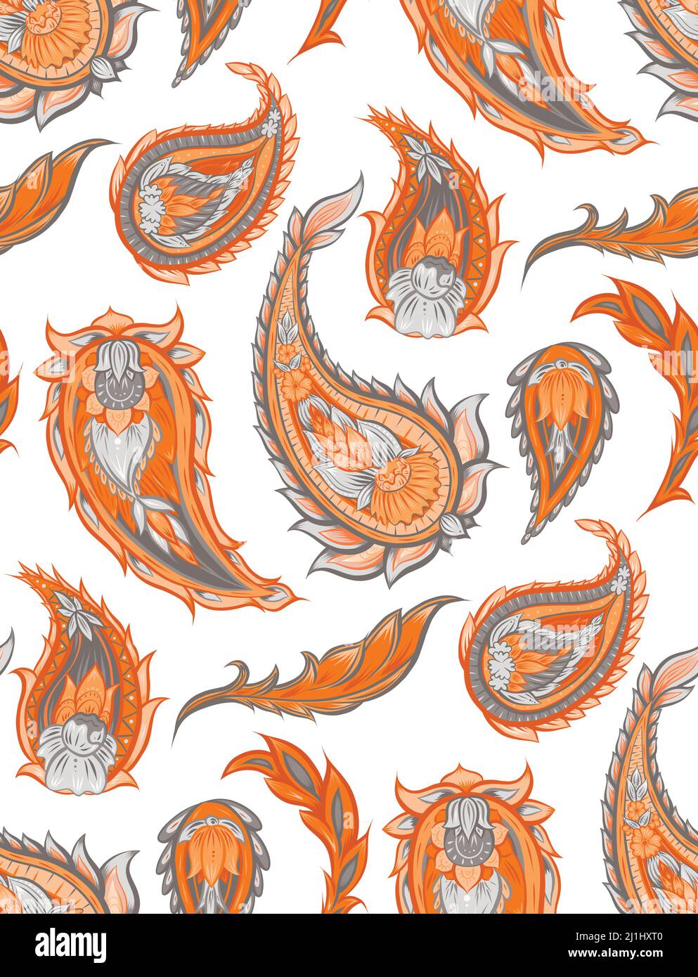 Seamless vector paisley pattern with tribal pattern on a white ...