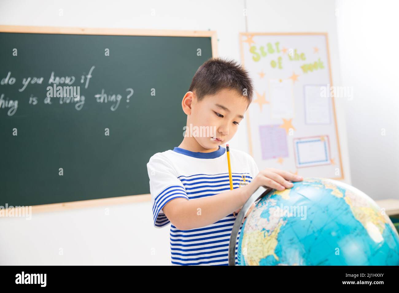 Primary school boy in the classroom Stock Photo - Alamy