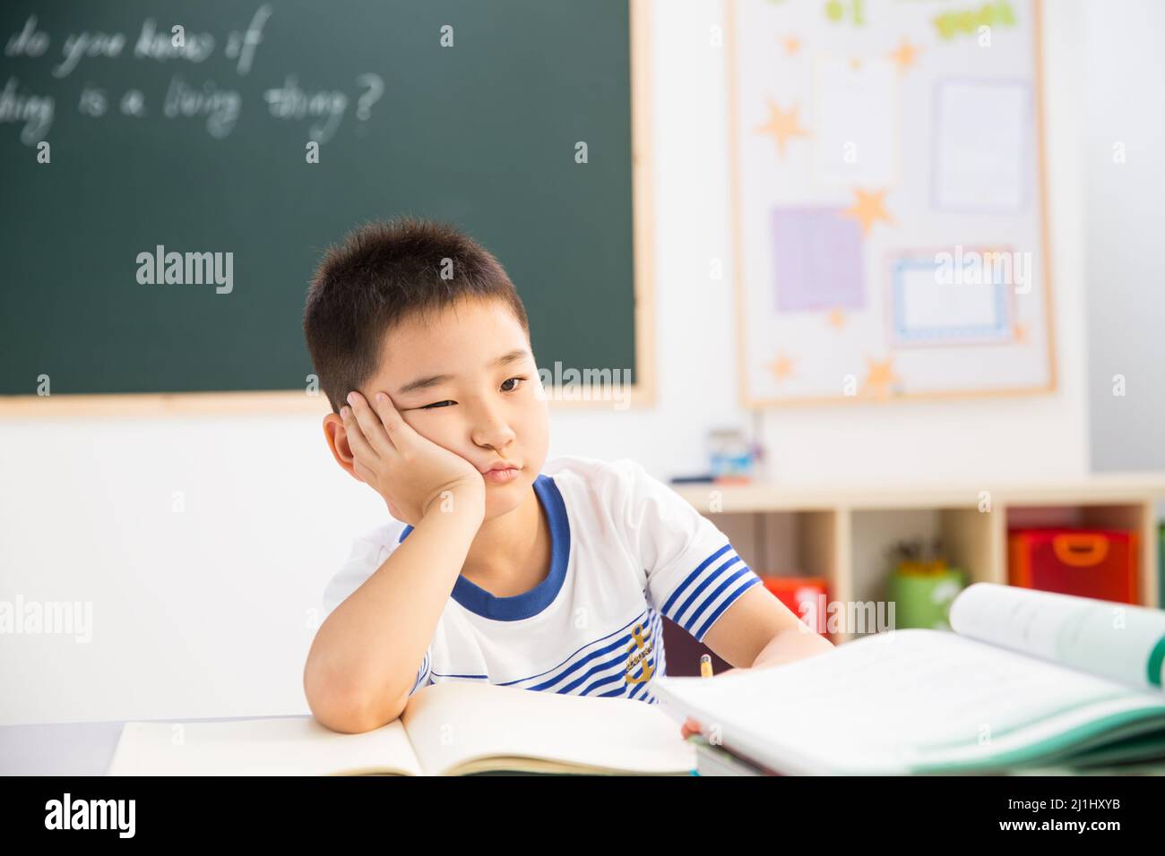 Primary school boy in the classroom Stock Photo - Alamy