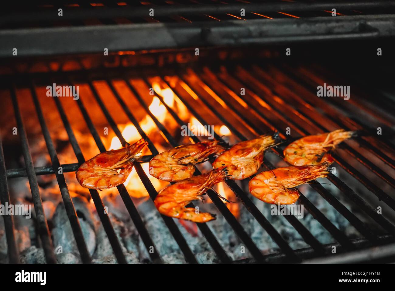 A gourmet portion of grilled prawns Stock Photo - Alamy