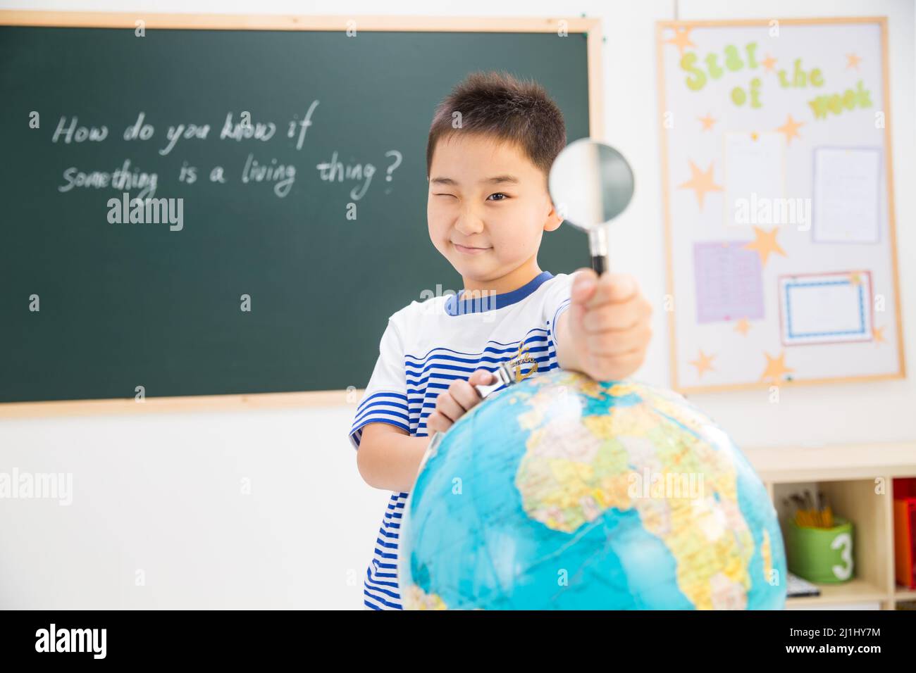 Primary school boy in the classroom Stock Photo - Alamy