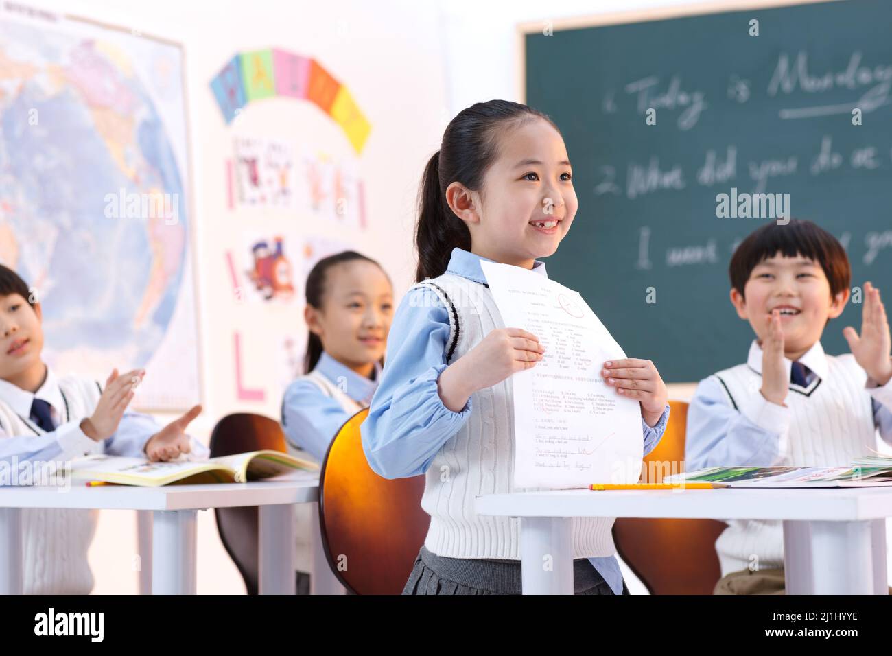 Elementary school students in class Stock Photo - Alamy