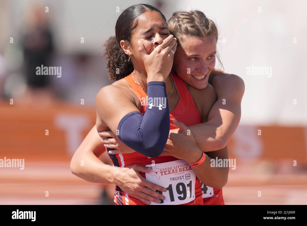 Keira McCarrell of Auburn (left) celebrates with teammate Ashley Carter ...