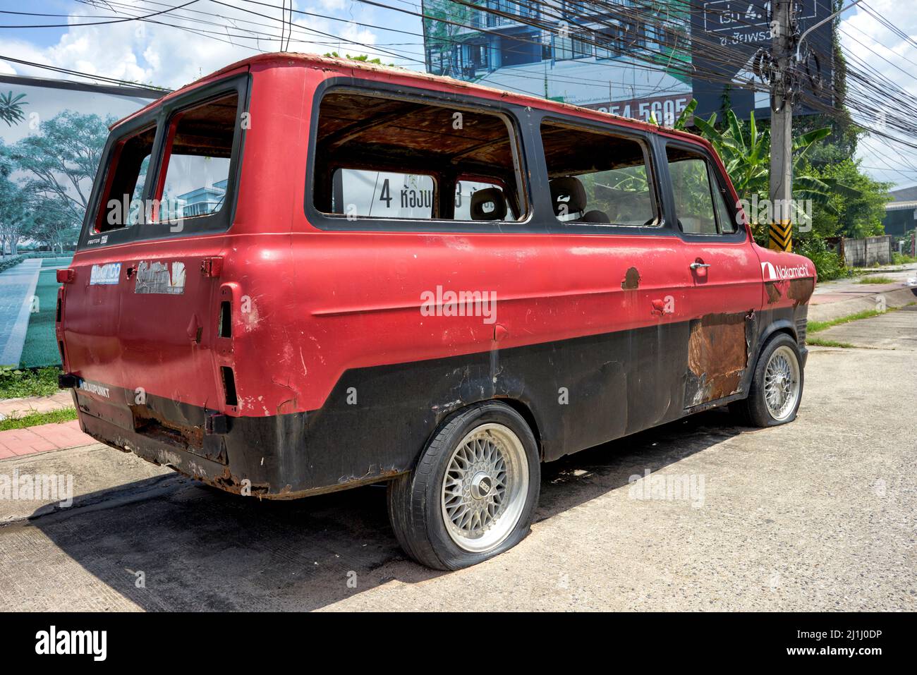 Sherpa van discarded and abandoned on the side of the road Stock Photo ...