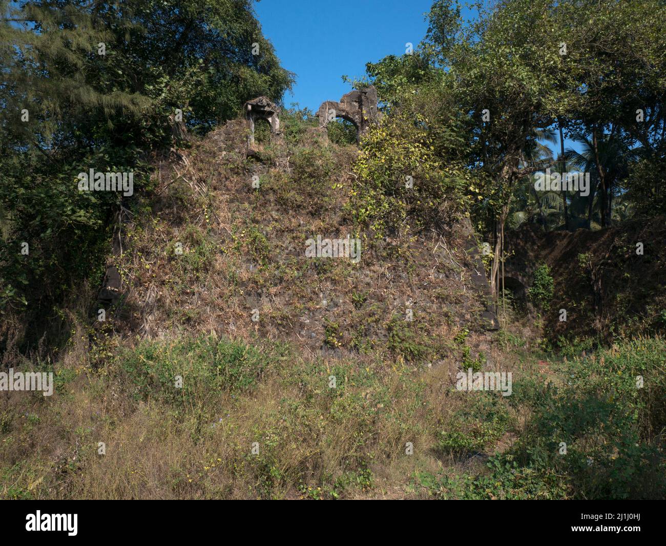 Outer walls of Revdanda fort as seen from Revdanda beach.This fort was ...