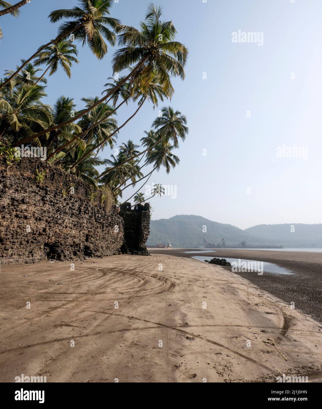 Outer walls of Revdanda fort as seen from Revdanda beach.This fort was ...