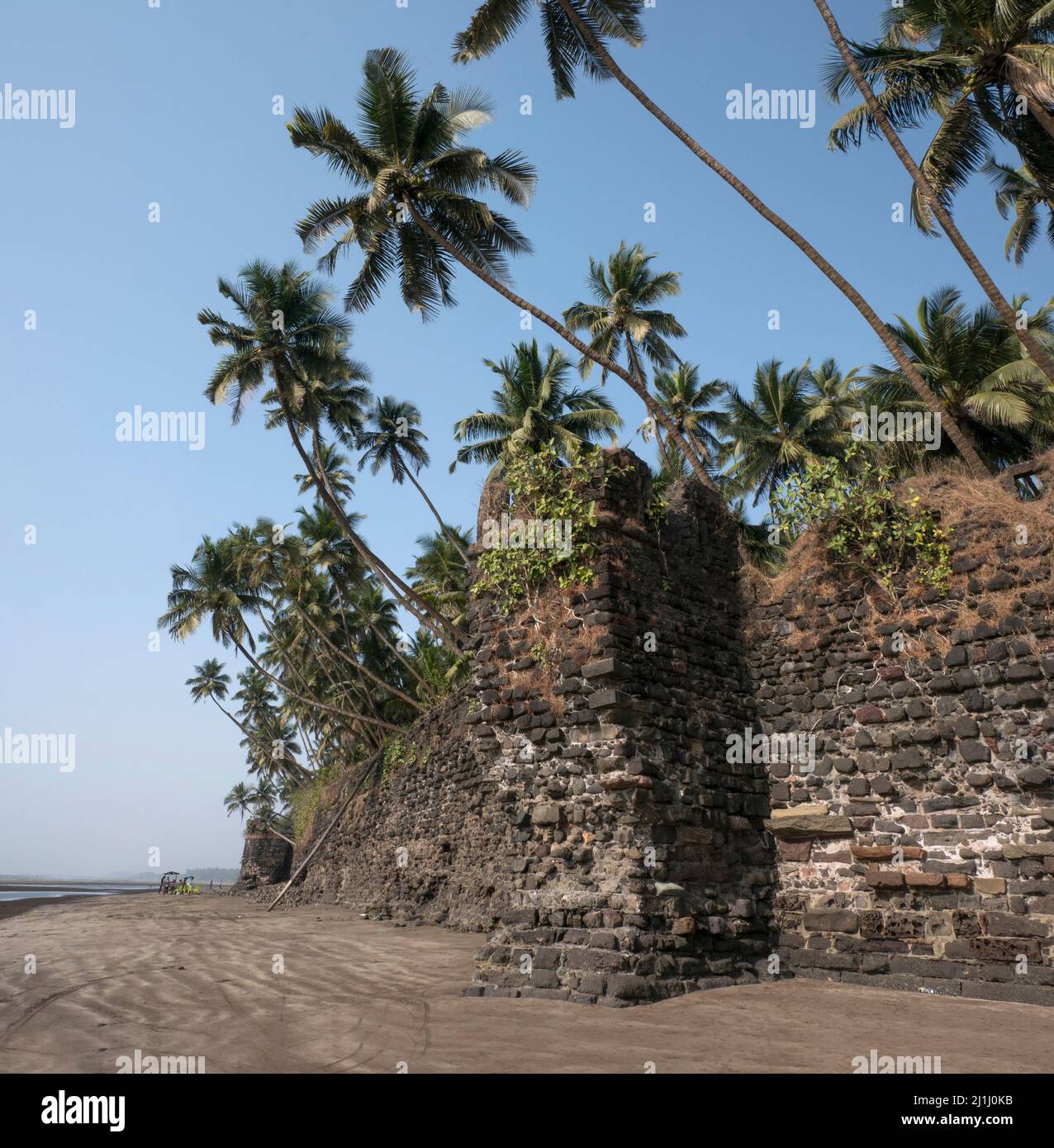 Outer walls of Revdanda fort as seen from Revdanda beach.This fort was ...