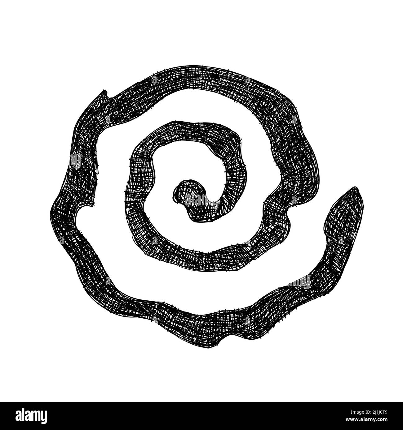 Doodle silhouette of vortex symbols. Symbols affect isolated objects ...