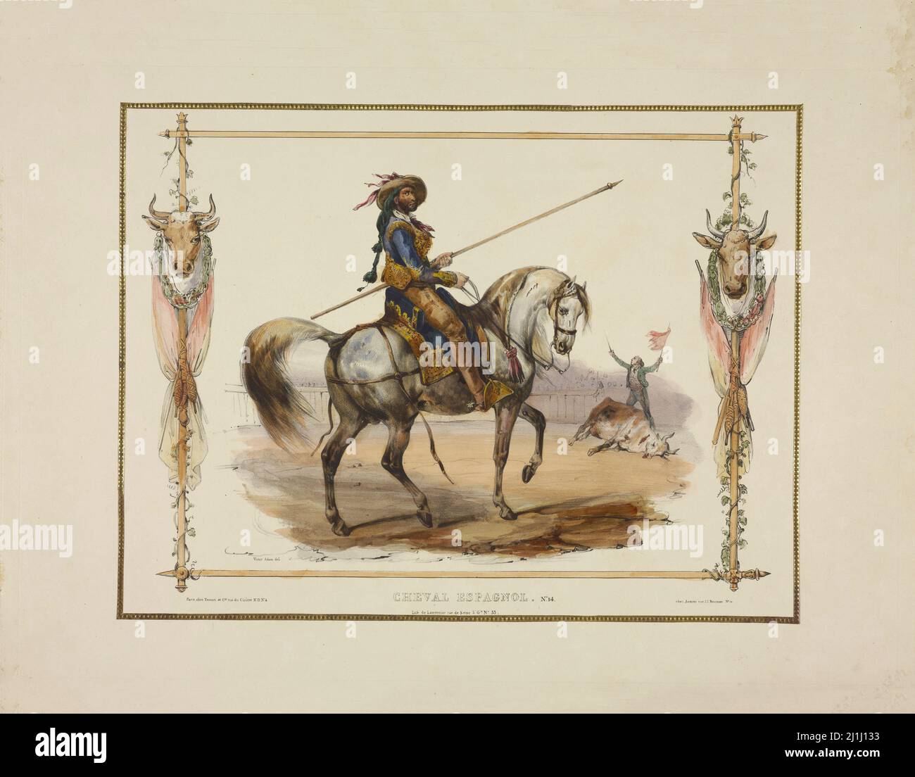 Lithography of horses and riders hi-res stock photography and images ...