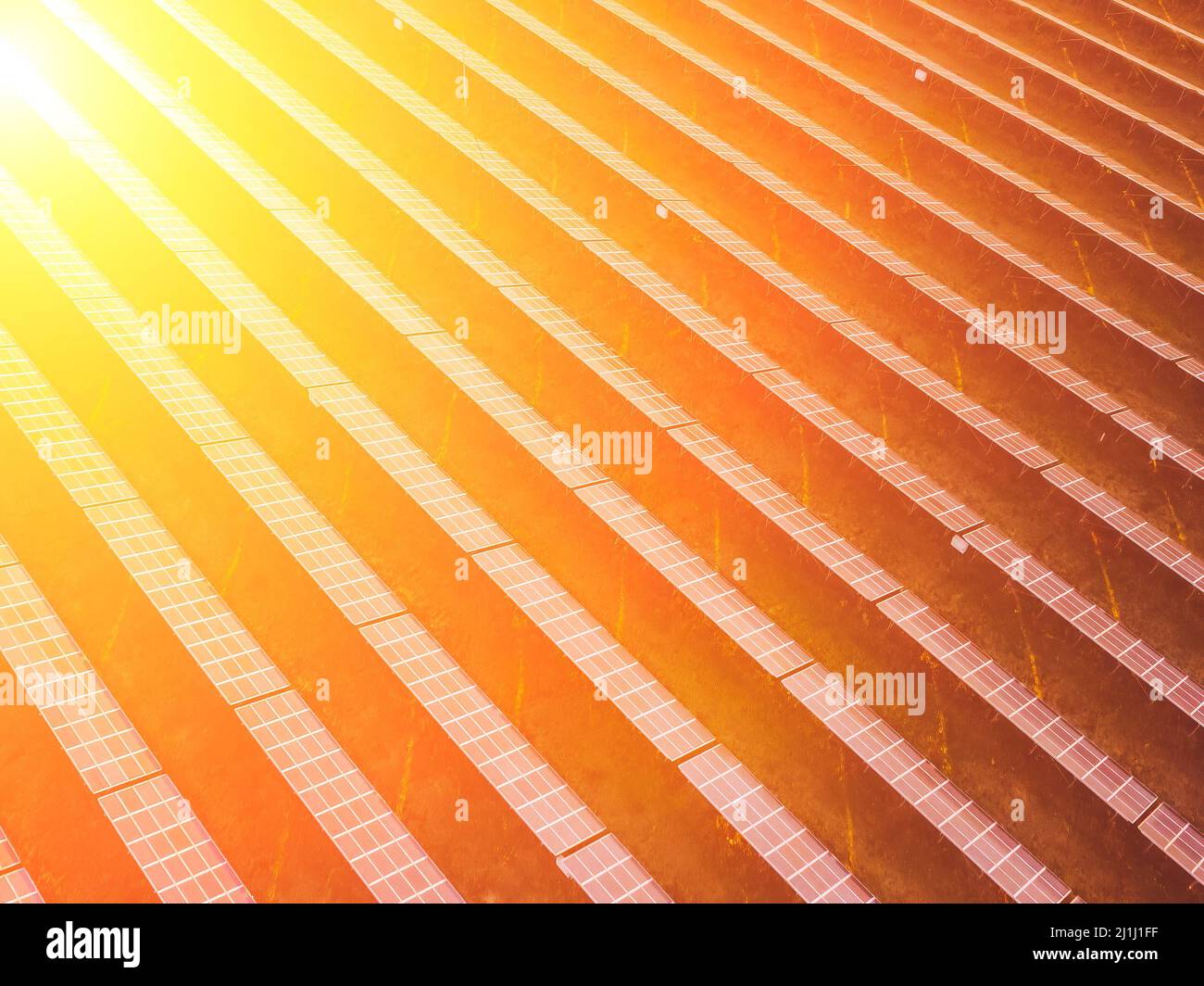 Aerial top view of a solar panels power plant. Photovoltaic solar ...