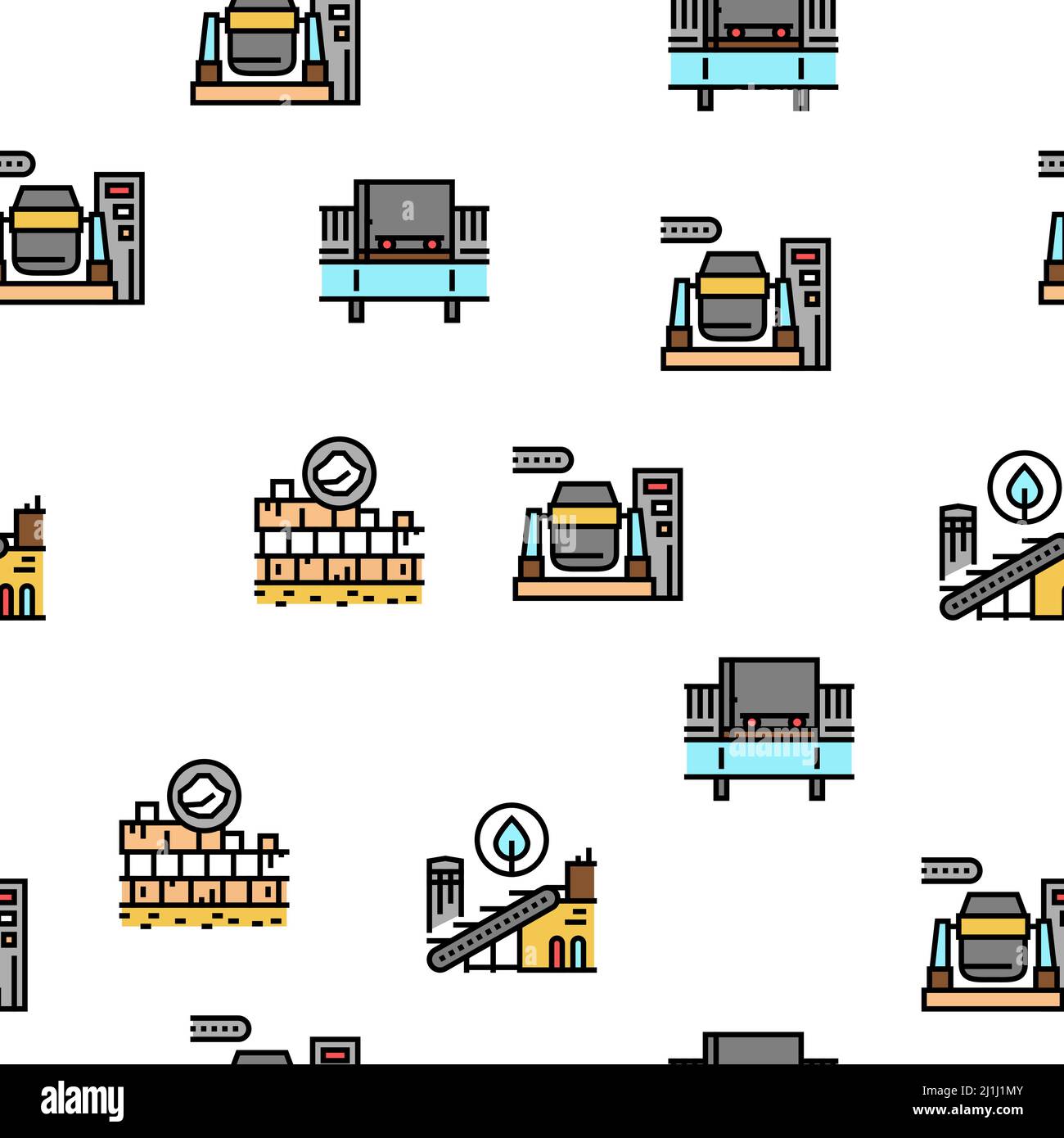 Quarry Mining Industrial Process Vector Seamless Pattern Stock Vector ...