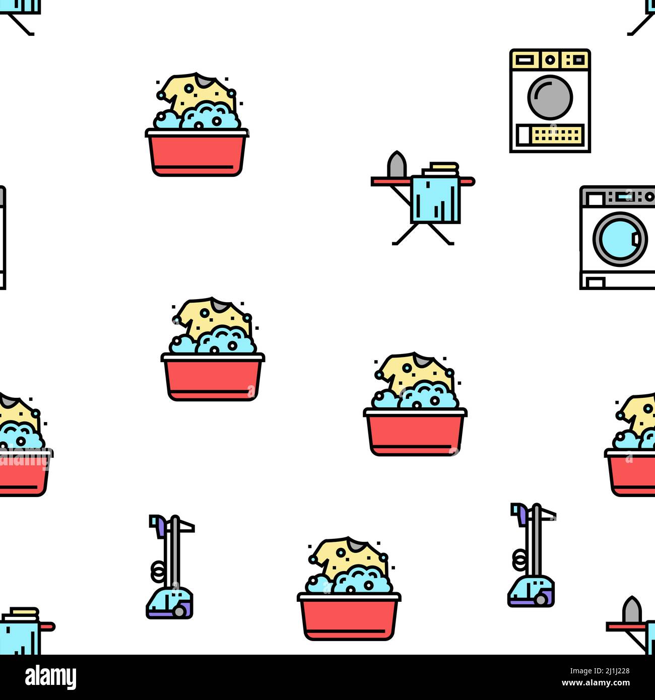 Laundry Service Washing Clothes Vector Seamless Pattern Stock Vector ...