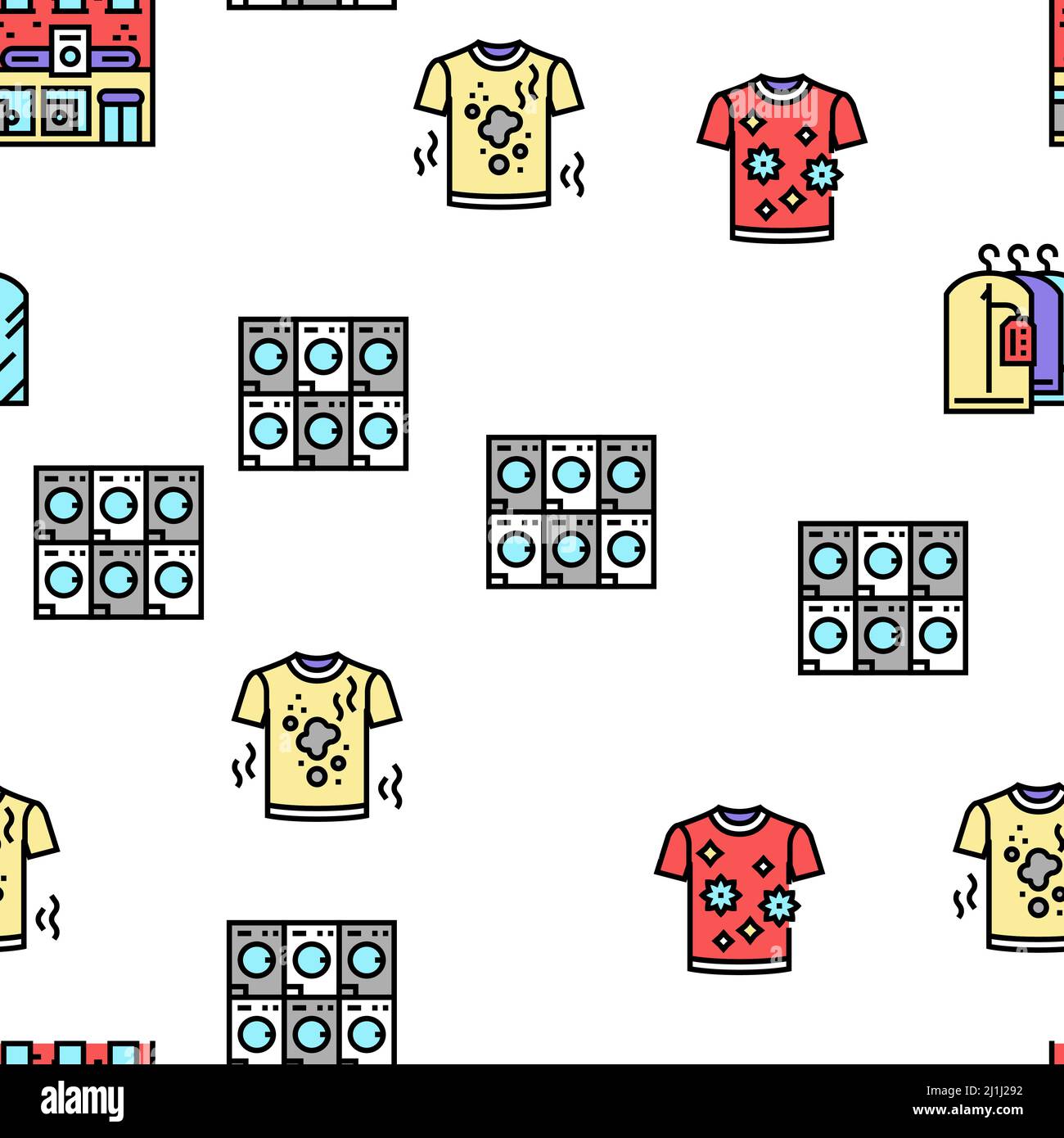 Laundry Service Washing Clothes Vector Seamless Pattern Stock Vector ...